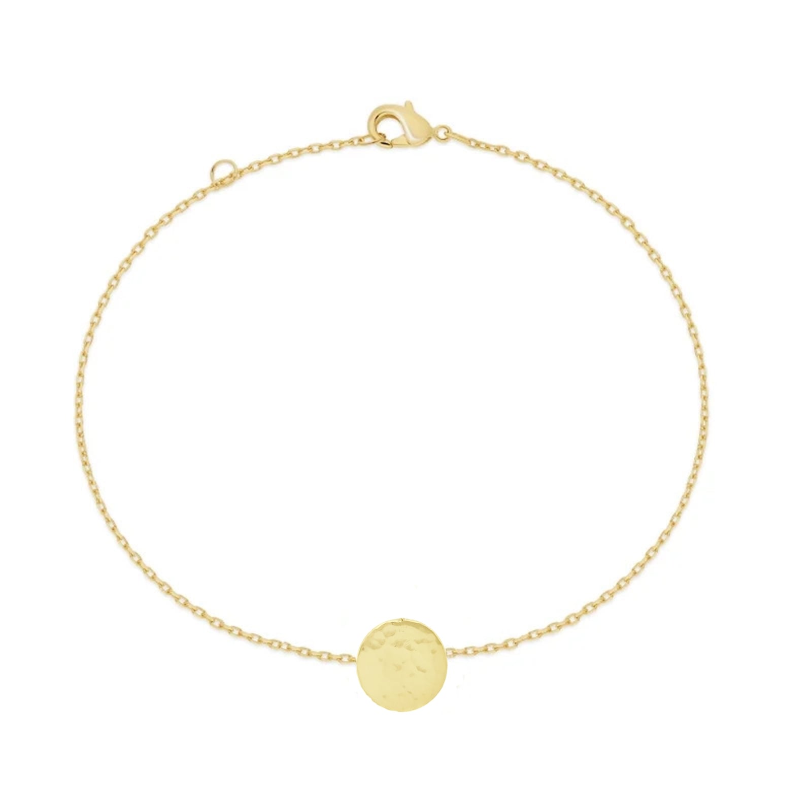 Bracelet chaînette médaille martelée 11 mm gravée Plaqué Or