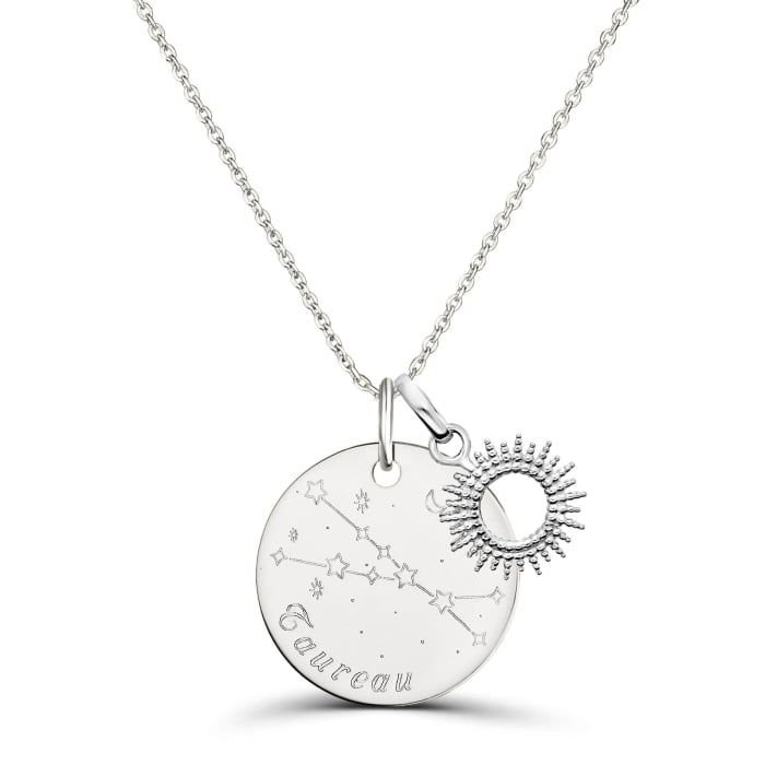 Collier astro médaille gravée Vierge, argent